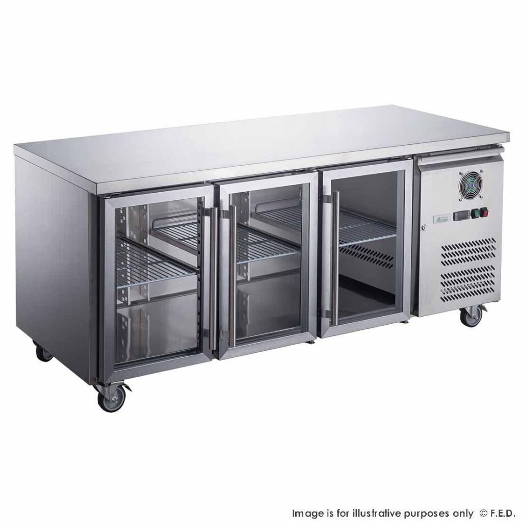 FED-XUB7C18G3V 1795mm Wide 700mm Deep Three Glass Door Counter Display ...